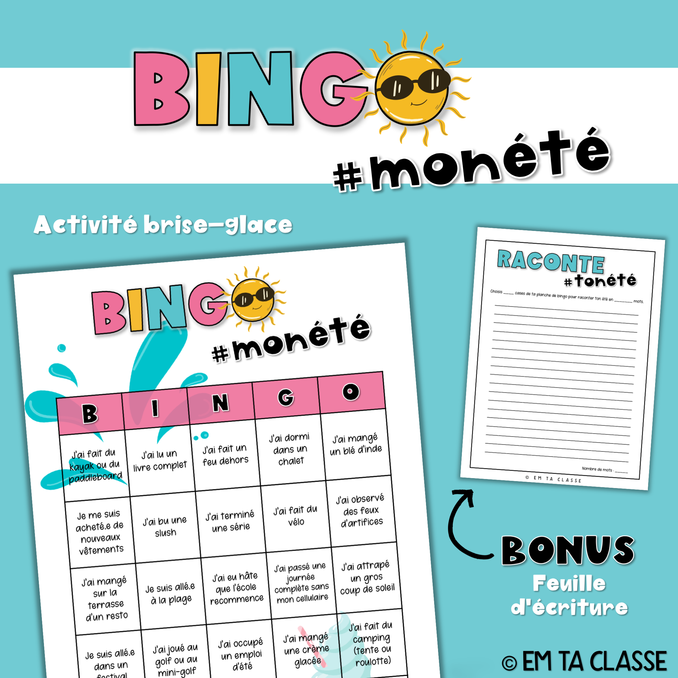 Gratuit - Rentrée scolaire - Bingo #monété - Activité brise-glace – EM ...