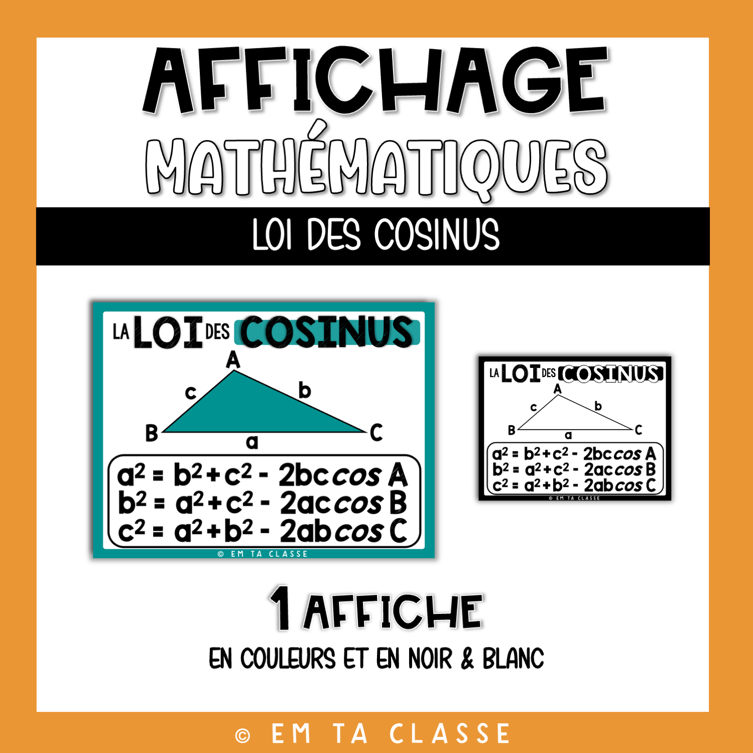 Mathématiques Affichage - Loi des Cosinus – EM ta classe