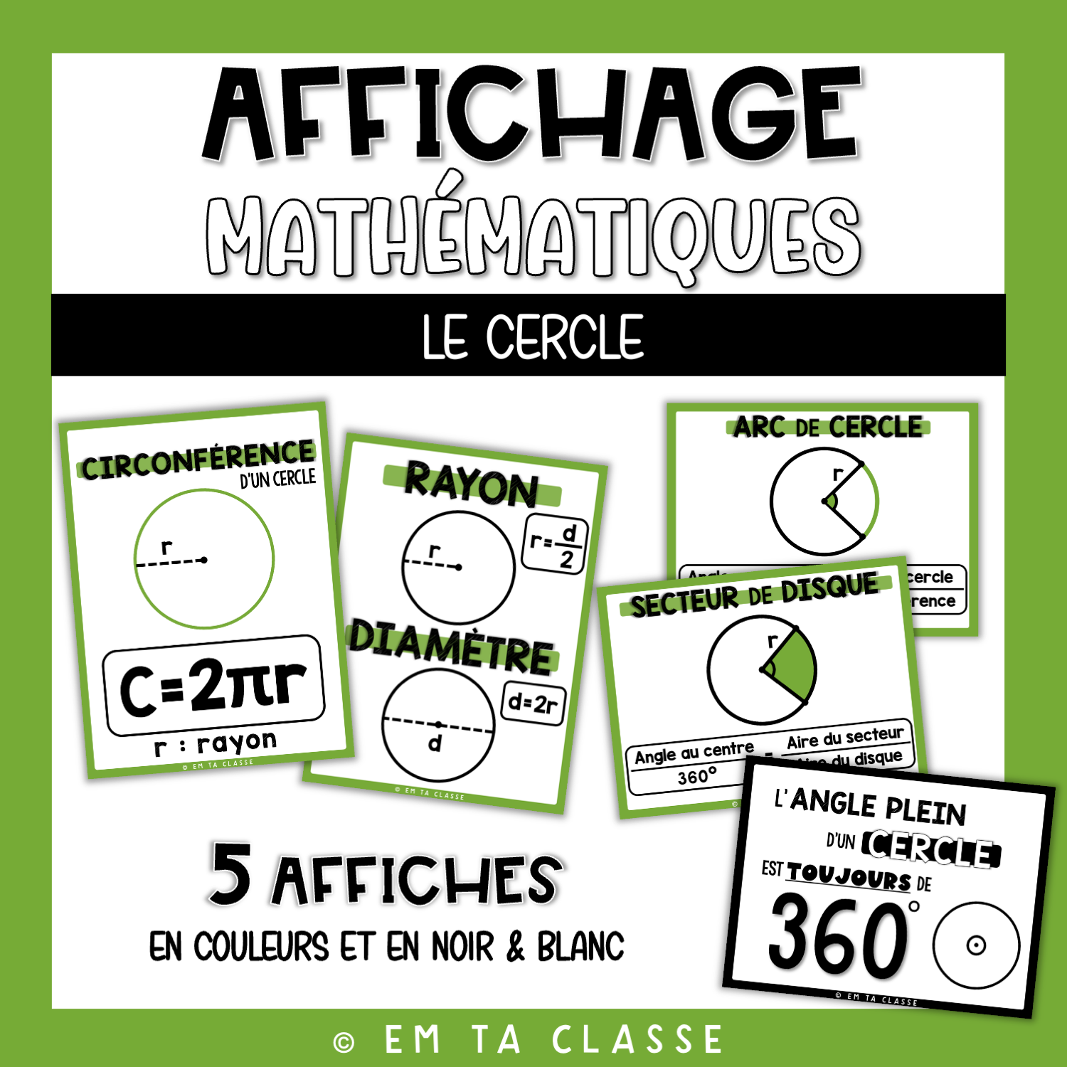 Mathématiques Affichage - Cercle Disque – EM ta classe